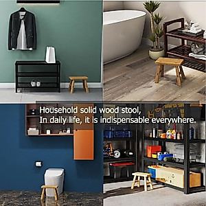 ANQILEE Handmade Solid Wood Stool Milking Stool 10" Height Wooden Step Stool Simple Wooden Viking Stool (12" Long 6" Wide)