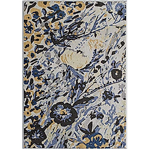 Rugs America Ivory Blue Floral Transitional Rug Blue Honey VA10A 2'0"X4'0" Area Rug