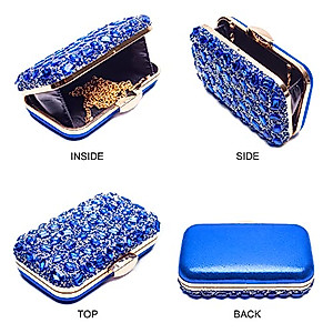 Hupifaz Rhinestone Purse - Crystal Clutch Purses for Women Wedding, Women's Diamond Purse and Formal Evening Bag (Royal Blue)