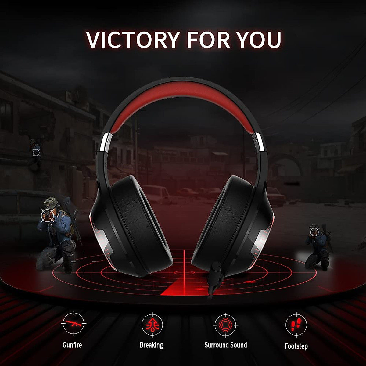 HECATE by Edifier G33 USB Gaming Headset, 7.1 Surround Sound, Over Ear Headphones with Detachable Noise Cancelling Microphone, 40mm Driver, RGB Light Effect, Works with PC, PS5, PS4, Mac, Laptop