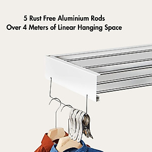 Zentuary Home Wall Mounted Clothes Drying Rack – Space-Saving Foldable Laundry Dryer Rack with 2 Towel Rails, Hangers & Pegs Included |Collapsible Wall Drying Rack | Indoor & Outdoor Use, 31.5 Inches