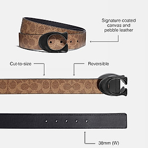 Coach 38 Mm Cts Reversible Resin Inlay C Buckle Signature Belt, Khaki/Black, One Size