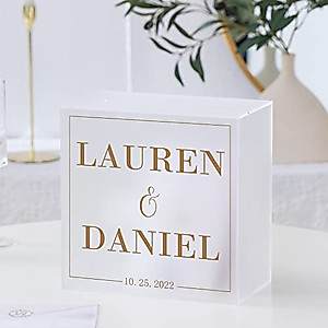 UNIQOOO Frosted Acrylic Wedding Card Box with Slot, Thick DIY Large 10x10x5.5 inch w/ No Print, Wedding Receptions Wishing Well Money Box, Birthday, Memory Box