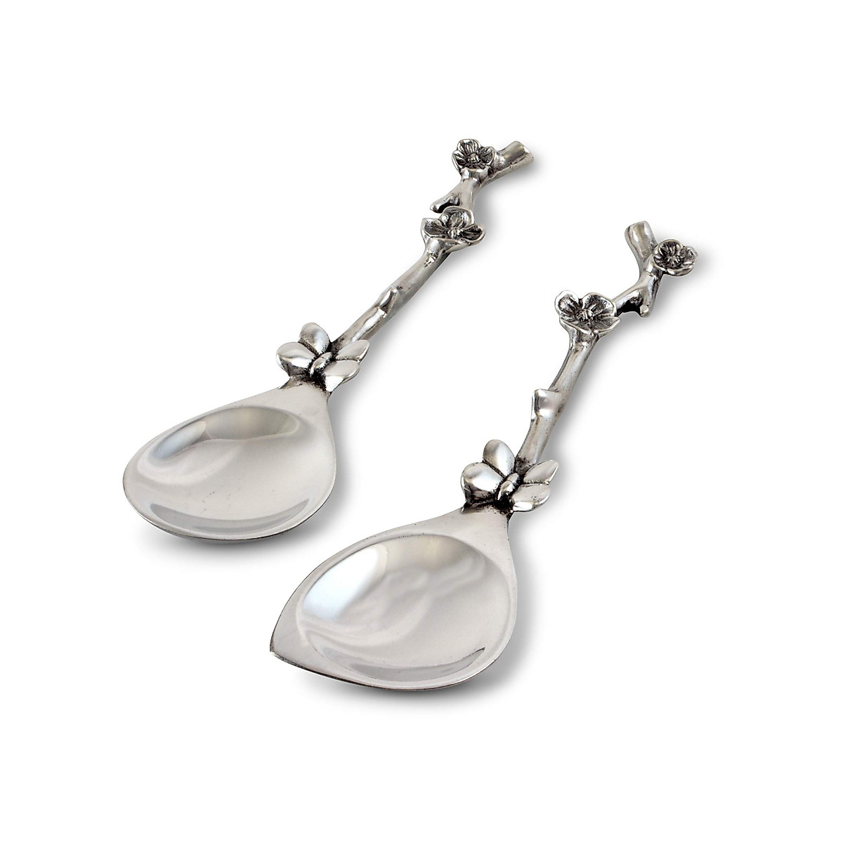 Arthur Court Designs Aluminum Dogwood Pattern Salad Serving Set, Salad Servers, Salad Spoon, Salad Fork 10.75 inch Long