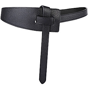 Glamorstar Women Leather Belts Vintage Irregular Waist Belt for Dresses Tie Knot Waistband Belt Black 135CM/53.1IN