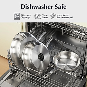 KOCH SYSTEME CS Stainless Steel Pan 12 Inch, Stainless Steel Frying Pan for Professional Cooking, PFAS-Free Stainless Steel Pan with Stay-Cool Handle, Induction Compatible Stainless Steel Skillet