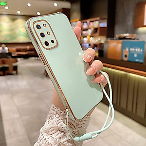 KuDiNi for Oneplus 8T Case, Oneplus 8T 5g Phone Case for Women Girls Electroplating Luxury Bling Aesthetic Trendy Pretty, Full Camera Soft TPU Protection Shockproof Cover for Oneplus 8T (Mint Green)