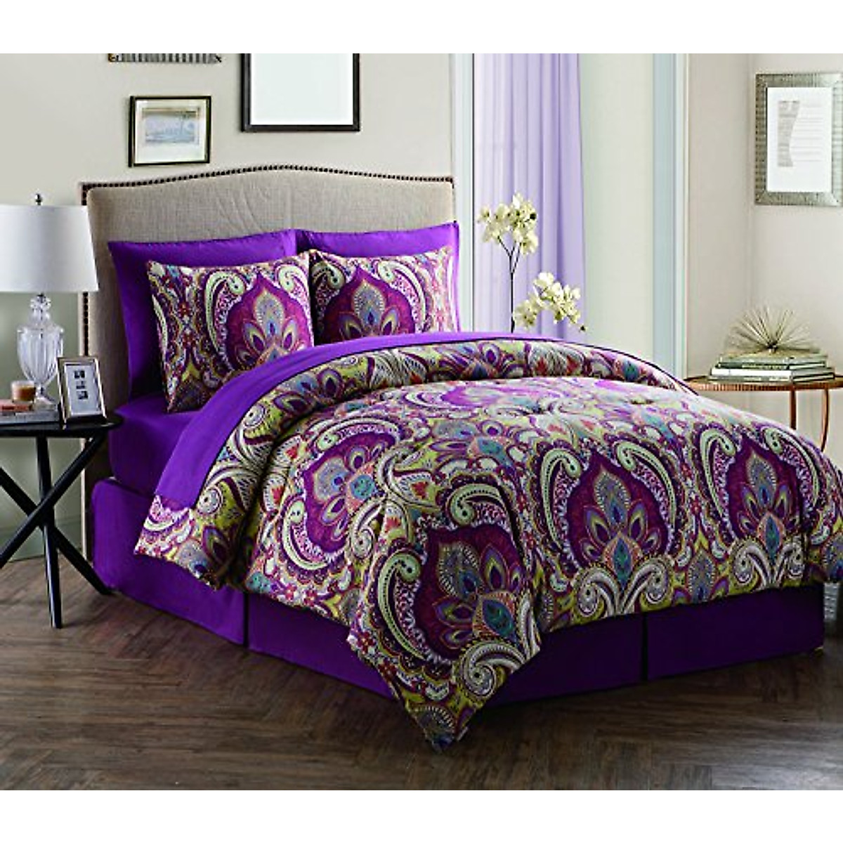 VCNY Home AliciaBohemian Paisley 8 Piece Bed-In-A-Bag Comforter Set, King, Multi