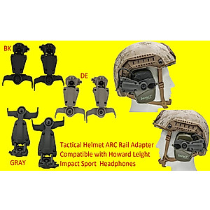 Tactical Helmet ARC Rail Adapter for Tactical Electronic Shooting Earmuffs, Compatible with Howard Leight Impact Sport Product Model ‎R - 01526 Headphones (DE)