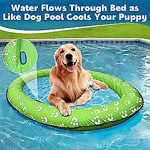 Ginkago Inflatable Pool Floats for Dogs Pet Swimming Pool Floating Row Bed Paddle Paws Floaties Doggy Puppy Pool Float for Summer Green