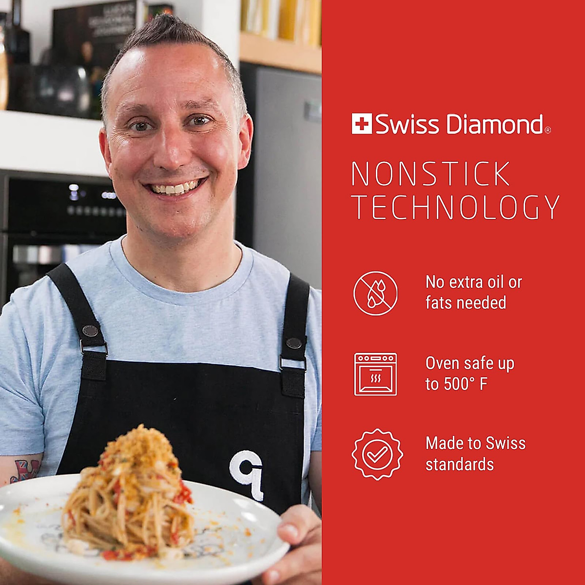 Swiss Diamond 11" (5.3 Qt) Braiser HD Nonstick Diamond Coated Aluminum Braiser, Includes Lid - Dishwasher Safe and Oven Safe Braiser, Grey