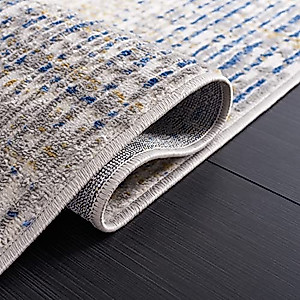 Safavieh Palma Collection 6'7" Round Beige/Blue PAM356A Modern Contemporary Abstract Non-Shedding Entryway Foyer Living Room Bedroom Kitchen Area Rug