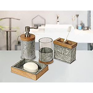 nu steel Confetti Galvanize Bath Accessory Set for Vanity Countertops, 4 Piece Luxury Ensemble Includes soap Dish, Toothbrush Holder, Tumbler, soap and Lotion Pump