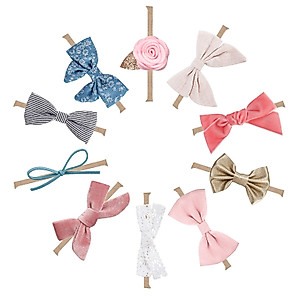 MiiYoung 10-Pack Baby Girl Headbands and Bows, Newborn Infant Toddler Hair Accessories