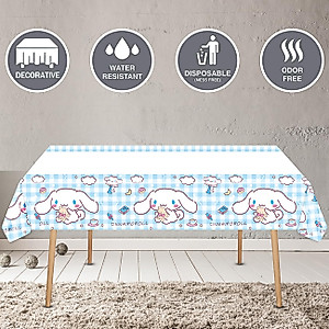 Cinnamoroll Birthday Decorations, 101PCS Party Supplies Set Include Banner, Balloons, Stickers, Hanging Swirls, Cake Cupcake Toppers, Tablecloth for Kids Cinnamoroll Theme Party