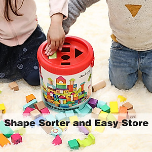 TOP BRIGHT Wooden Building Blocks Toddlers 1-3,Baby Blocks 12-18 Months,Toy Blocks for 1 2 3 Year Old 80 Piece