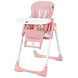 INFANS 4 in 1 High Chair–Booster Seat, Convertible Highchair w/Adjustable Height and Recline,Removable Tray,DetachableCushion, Installation-Free,Simple Fold for Baby, Infant& Toddler (Pink)