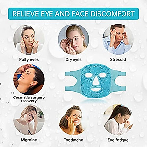 Cold Face Eye Mask Ice Pack Reduce Face Puff,Dark Circles,Gel Beads Hot Heat Cold Compress Pack,Face SPA for Woman Sleeping, Pressure, Headaches, Skin Care[Blue]
