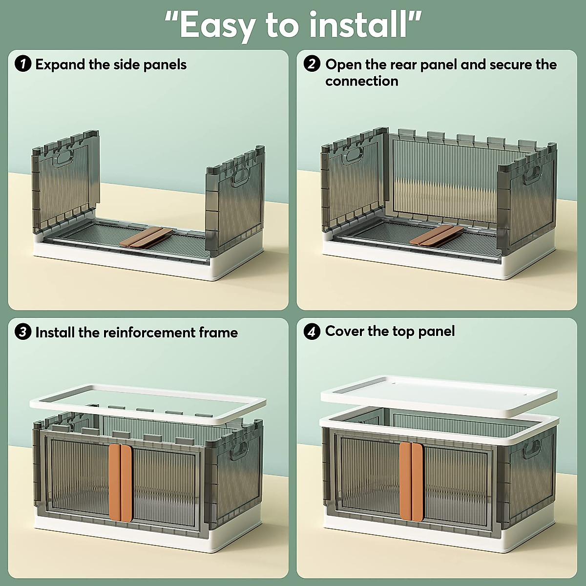 Mirspt Storage bins,plastic storage bins with lids-76Quart large foldable storage containers，Stackable storage drawers for bedroom, hall, kitchen, RV, office(3Packs)