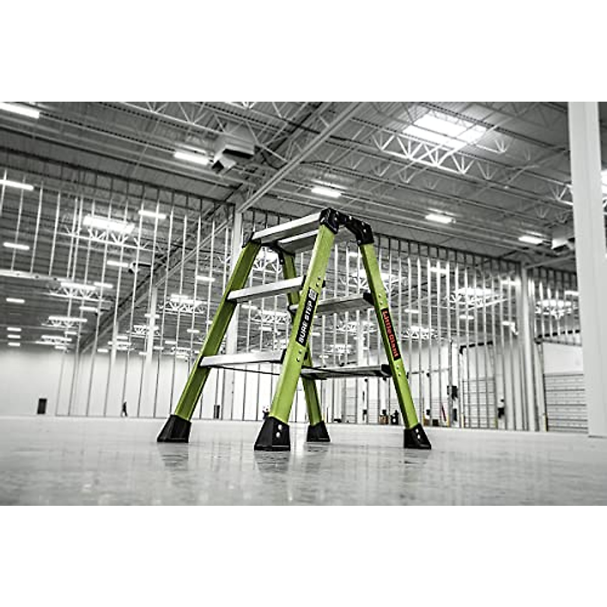 Little Giant Ladders, Sure Step, 3-Step, Double-Sided Step Stool, Fiberglass, (11953), Type 1AA, 375 lbs Weight Rating, Hi-viz Green