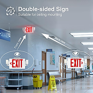 FREELICHT 6 Pack LED Double-Sided Exit Sign with Emergency Lights,Adjustable LED Emergency Exit Lights with Battery Backup，Exit Sign for Business，Hard Wired，UL Certified，AC 120/277V，