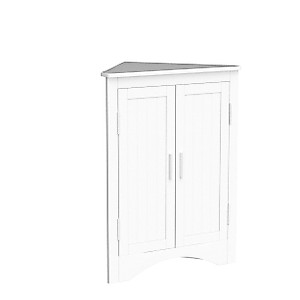 QSSLLC Bathroom Corner Cabinet, Home Floor Storage Cabinet with Two Doors & Adjustable Shelves, Freestanding for Bathroom, Bedroom, Kitchen