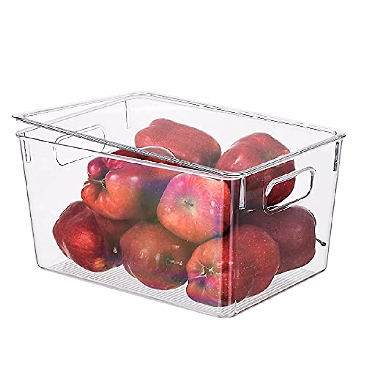 Refrigerator Organizer Bins with Lid, 8 Pack Plastic Freezer Organizer Bins for Freezer, Kitchen, Cabinets - Clear Pantry Organization and Storage Bins Fridge Organizers by GOLIYEAN (8 Pack)
