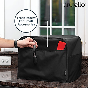 Crutello Convection Toaster Oven Cover with Storage Pockets, Large Toaster Cover - Fits Machines Up to 17 x 15 x 14 Inches - Black Toaster Ovens Countertop Cover