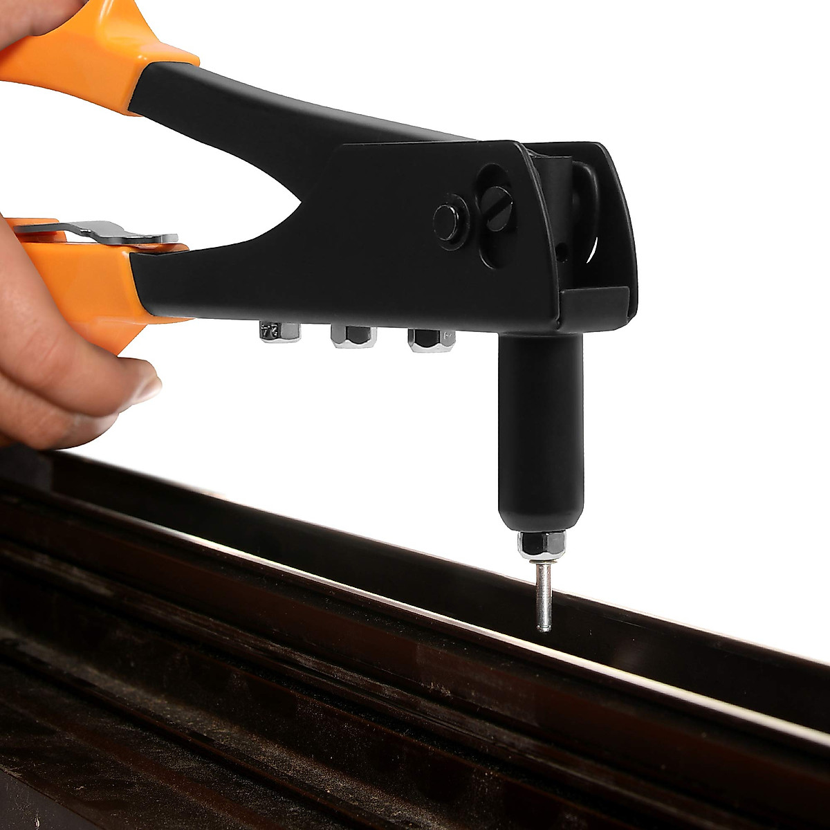 BEETRO Heavy Duty Hand Riveter, Rivet Gun, 3/32"-1/8"-5/32"-3/16", 4 Nosepieces Set Includes 100pcs Rivets, Durable and Suitable for Metal, Plastic and Leather