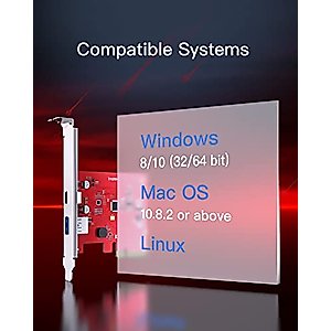 Inateck PCIe to USB 3.2 Gen 2 Card with 20 Gbps Bandwidth, USB A and USB C Ports, with Standard and Low Profile Brackets, RedComets U28