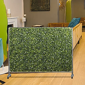 PATIO Moving Portable Boxwood Panels Hedge Screen Backdrops Stand Artificial Plant Grass Wall Space Room Privacy Divider Double Sides with Wheels H60 xW60