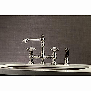 Kingston Brass KS7276AXBS English Country Bridge Kitchen Faucet, Polished Nickel, 8.31 x 8 x 6.88