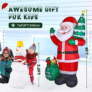 8 FT Christmas Inflatables Outdoor Decorations, Blow up Inflatable Santa Claus with LED Lights Gift Bag Christmas Tree for Xmas Decor Indoor Outside Yard Garden Patio Lawn Home Holiday Party