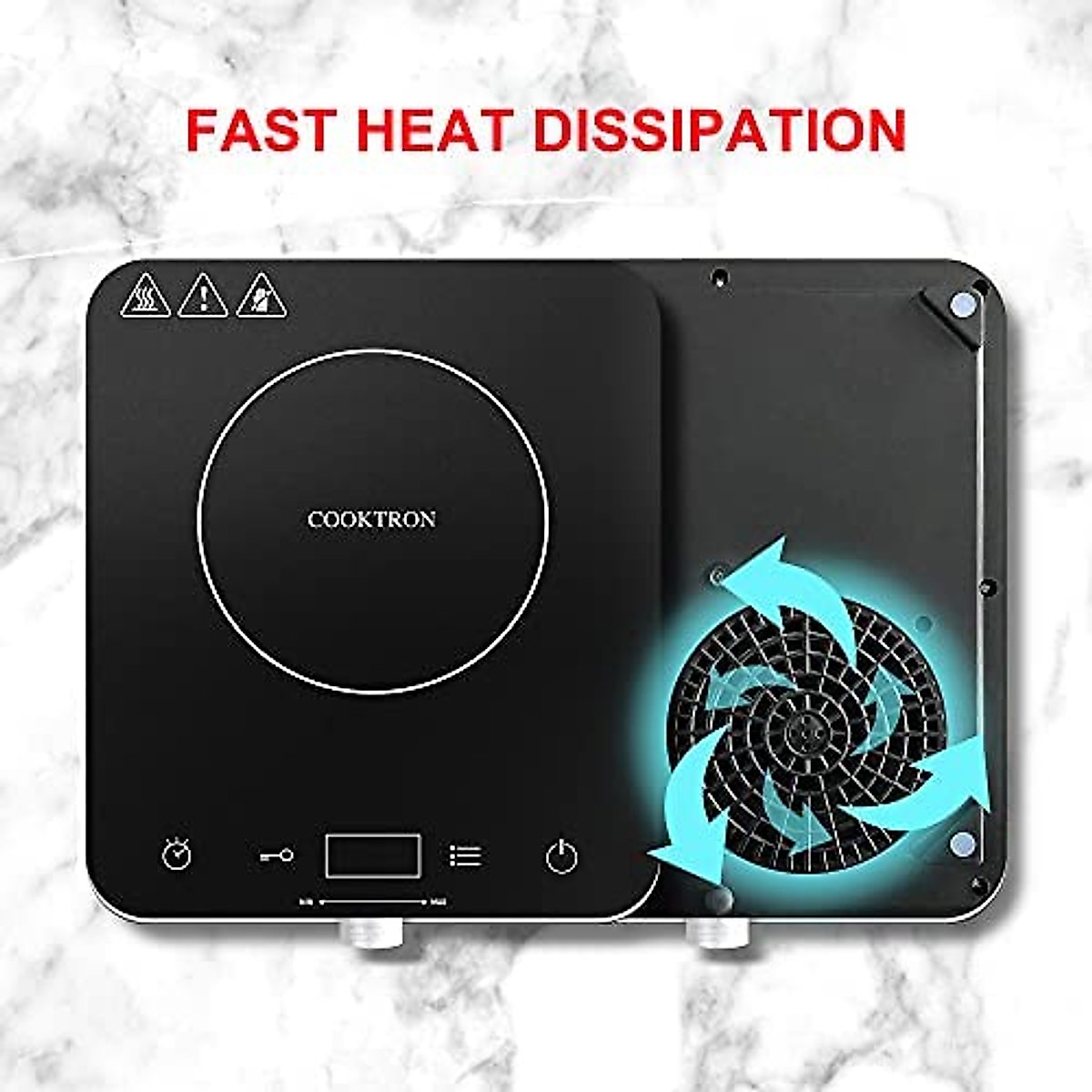 COOKTRON 1800W Single Countertop Portable Induction Cooktop, Temperature Controls, Electric Hot Burner with Timer, Safety Lock, Easy to Clean, Knob, black (AAMUS-CT-FS-IC321-3)