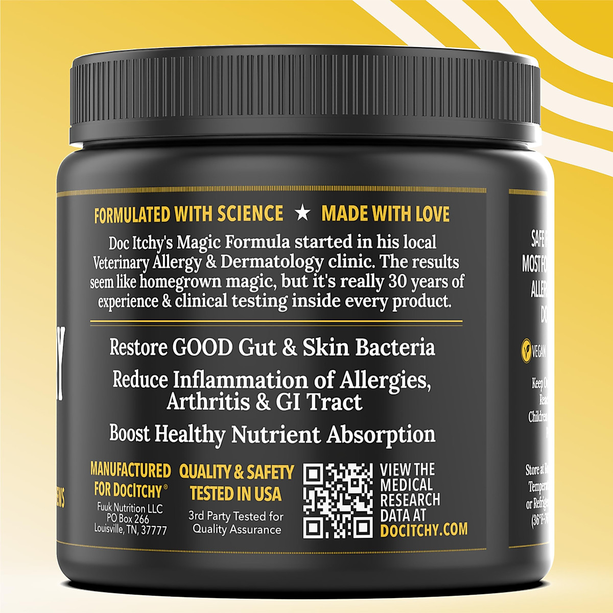 Doc Itchy: Allergy Armor Itch Recovery Probiotic | Dog Chews | Clinical-Strength, Medically Researched | Restore Gut & Skin Health | Effective for Allergy & Itch | Food Allergy Safe | Vegan | 90 Count