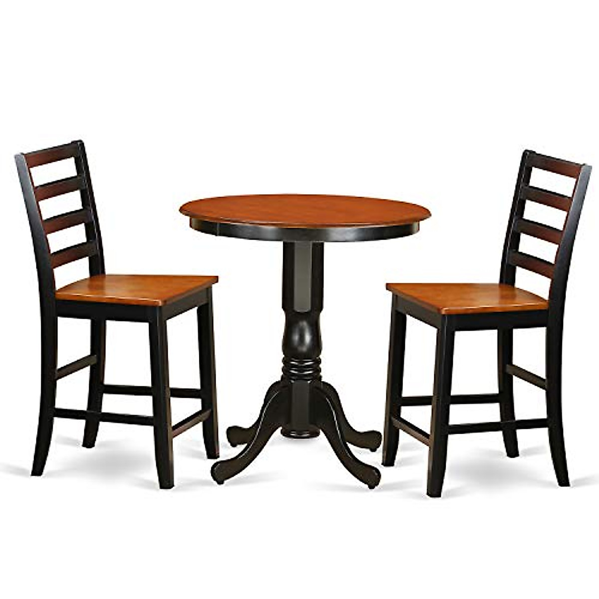 East West Furniture EDFA3-BLK-W Dining Set, 3 Pieces, Black