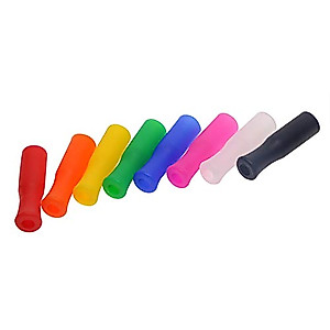 Mini Skater 8Pcs Multi Color Food Grade Silicone Straws Tips Covers and 16Pcs Straw Silencers Anti-scald/Cold Straws Cover for 1/4 Inch Wide (6MM OD) Stainless Steel Straws,8 Colors