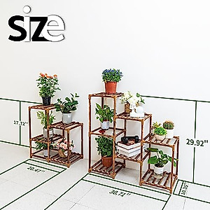 Uneedem Wood Plant Stand Indoor Outdoor Corner Plant Shelf Stand, 5 Tiered 10 Potted Flower Plant Stands for Indoor Plants Multiple, Plant Shelves Stands Rack for Living Room, Patio, Balcony
