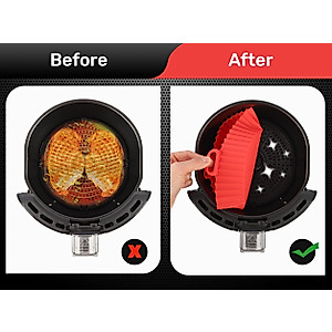 8inch Silicone Reusable Air Fryer Liner Non-stick Airfryer Pot Air Fryer Accessories Dishwasher Safe Baking Parchment (pink)