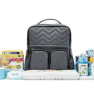 SoHo NY Diaper Backpack Bag 4Pc Chevron, Gray