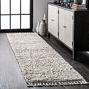 nuLOOM Brooke Shag Tasseled Area Rug, 4x6, Ivory