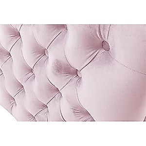 Lilola Home Bayberry Pink Velvet Sofa with 3 Pillows