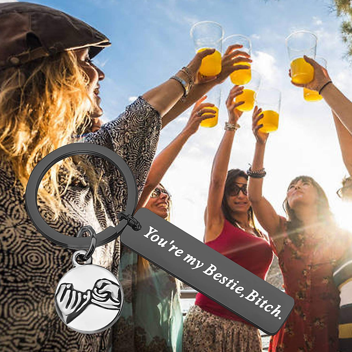 WSNANG Best Friend Keychain Besties Gift You Are My Bestie Bitch Keychain Friendship Jewelry BFF Birthday Gift Sister Gift (black)