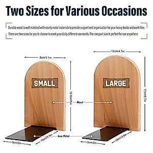 Music Theme Book Ends 2 Piece Universal Heavy Duty Bookends Non-Skid Wood Books Stopper Desktop Organizer Office School Library Home Bookshelves Decor for Men Women Magazines CDs 6.7"x4.7"