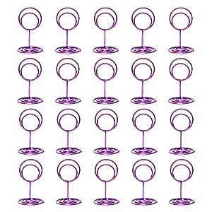 YESBAY 20pcs Place Card Holders Table Card Display Holder Heart Round Shape Table Number Holders Metal Stand for Wedding Events More Securely Display Tables Cards Name Menus Anniversary Decor Purple