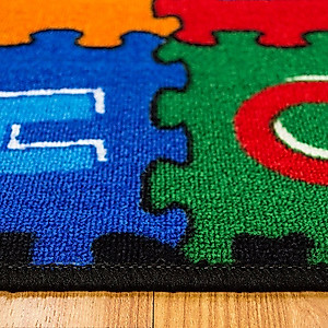 CR Kids/Baby Room/Daycare/Classroom/Playroom Area Rug. ABC Puzzle (A-Z and 1-9). Educational. Fun. Bright Colorful Vibrant Colors (8 Feet X 10 Feet)
