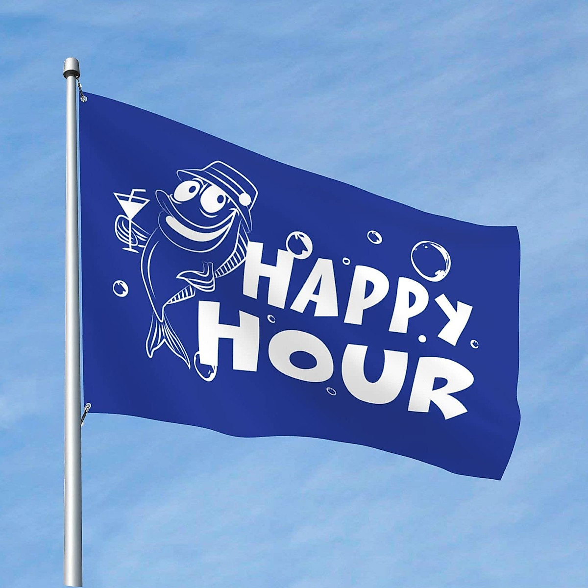 Funny Dorm Flags Happy Hour Fish Royal Flag Bar Stuff For Man Cave Stuff For Your Room (Size : 60X90CM)