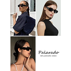 Palarado Trendy Fashion Sunglasses Women Men Rectangle 90s Vintage Retro 2000s 70s Square Shades Cool Cute Rectangular Chunky Baddie Blenders Shady Rays (Black Frame/Grey Lens)