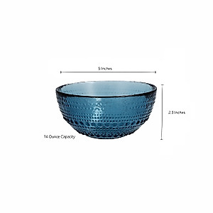 Fortessa Jupiter Vintage Glassware Collection 5 Inch Cereal Salad Dessert Snack All-Purpose Bowl 6 Pack, Smoke Gray, 14 Ounce (6 Pack)