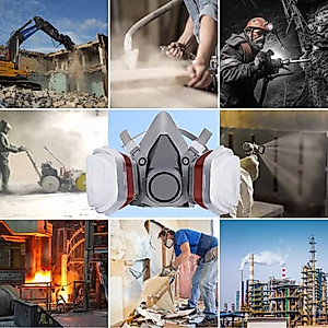 JOEAIS HAOX Large Half Facepiece Reusable Respirator 6200, Professional Organic Steam Respirator Widely Used in Paint Spray, Chemical, Woodworking